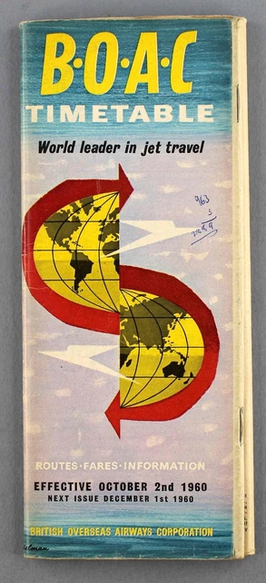 BOAC AIRLINE TIMETABLE October 1960 Route Map B.o.a.c. Speedbird £39.95 ...