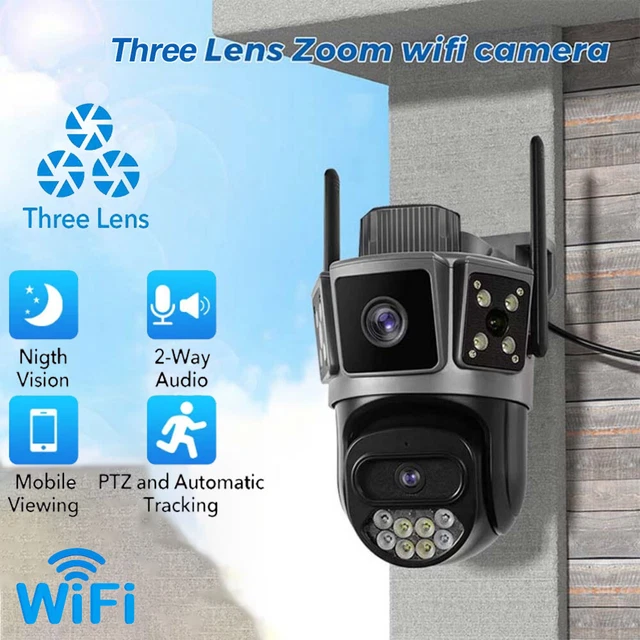 TRIPLE LENS WIRELESS IP Camera WIFI Outdoor CCTV PTZ Smart Home ...