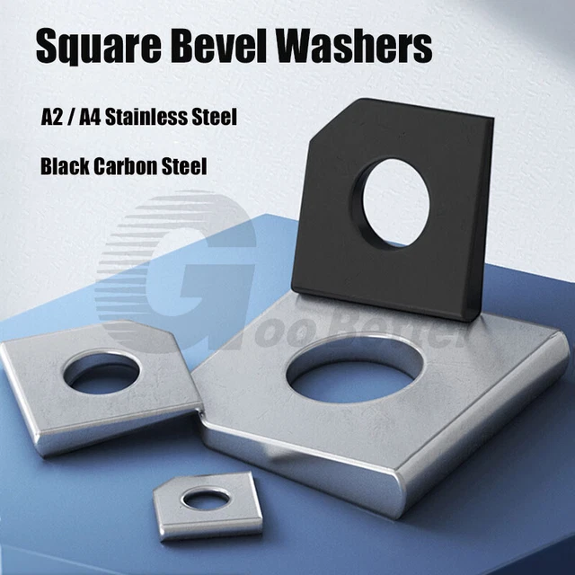 SQUARE BEVEL WASHERS Beam Flange Wedge Leveling Washers A2/A4 Stainless Steel £1.67 - PicClick UK