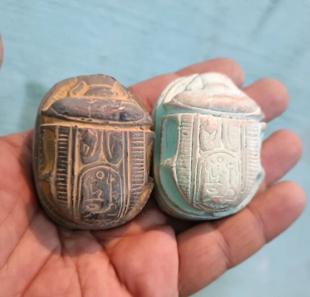 RARE ANCIENT EGYPTIAN Antiquities 2 Scarab Beetle Pharaonic Of Egypt ...