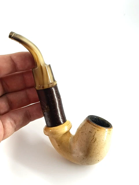 PIPE ANCIENNE EN écume de mer et corne vintage pipe EUR 80,00 - PicClick FR