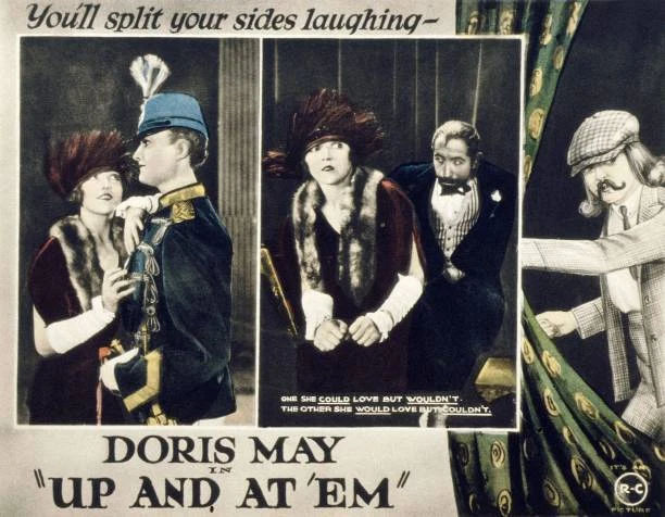 UP AND AT Em Us Lobby Card Doris May Center, Doris May Old Movie Photo ...