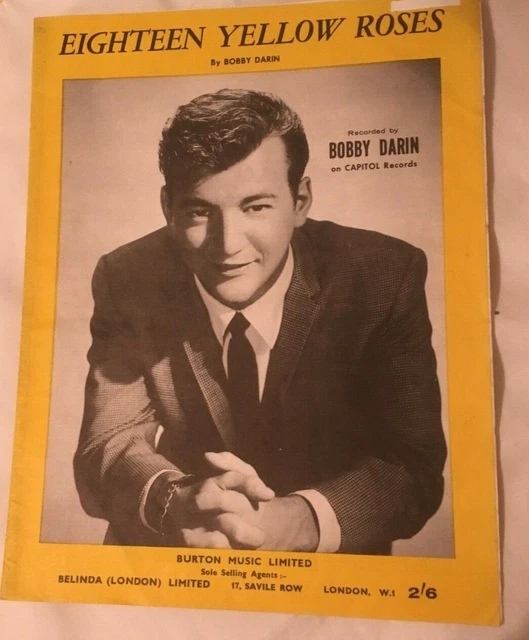 VINTAGE SHEET MUSIC 1953 - Bobby Darin "Eighteen Yellow Roses" £12.00 ...