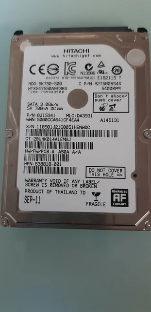 PCB SCHEDA LOGICA per Hard disk HDD HITACHI 5K750-500 500GB 2,5" SATA ...