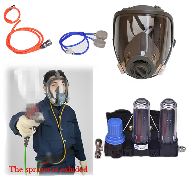 FULL FACE GAS Mask Flow Supplied Air Fed Chemical Spray Painting ...