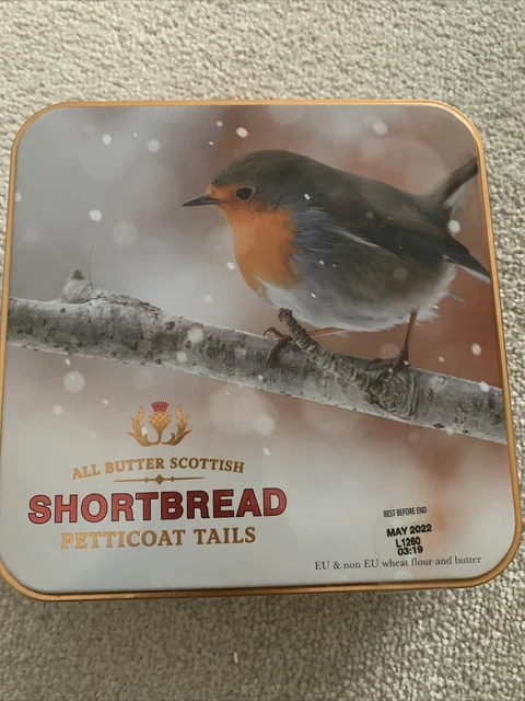ALDI TIN, ROBIN in Snow & Red Berrys Bird Scottish Shortbread Empty ...