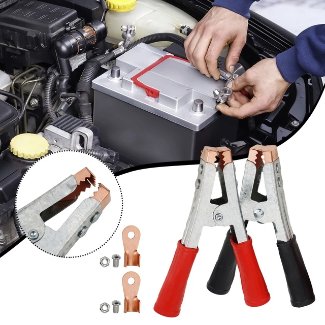 HEAVY DUTY BATTERY Charger Clamp Set with Steel and Copper Teeth 100 ...