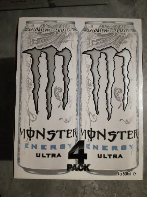4 CANS MONSTER Ultra Box Energy Drink Germany 4 Cans Inside FULL White ...