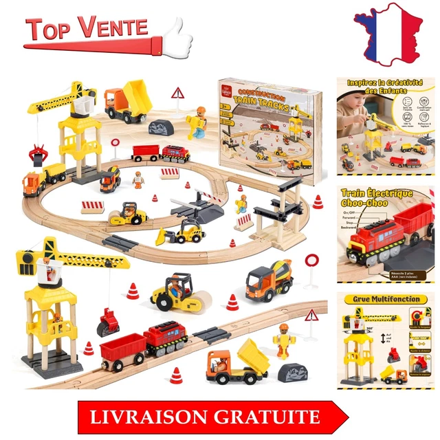 JOUET ÉDUCATIF EN Bois Lehoo Castle: Train et Grue Multifonction pour les 3+ Ans EUR 113,55 ...