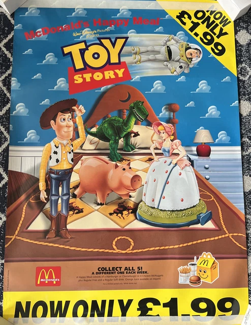 TOY STORY MCDONALDS Large Shop Display Poster HAPPY MEAL McDonald 1990s ...
