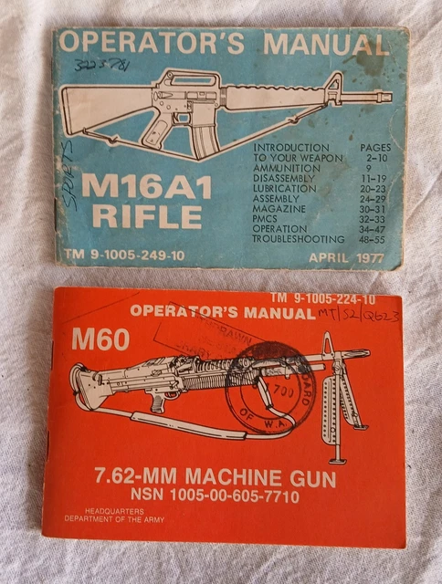 AUSTRALIAN US POST Vietnam war M60 and M16 operators manuals. $20.00 ...