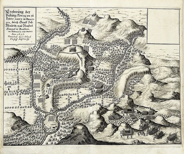 PORTO CALVO ALAGOAS Brasil Brazil Brasilien map mapa engraving Merian ...
