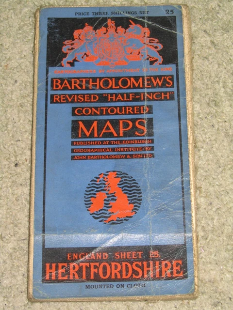 BARTHOLOMEWS REVISED HALF Inch Map: sheet 25 Hertfordshire - 1931 on ...