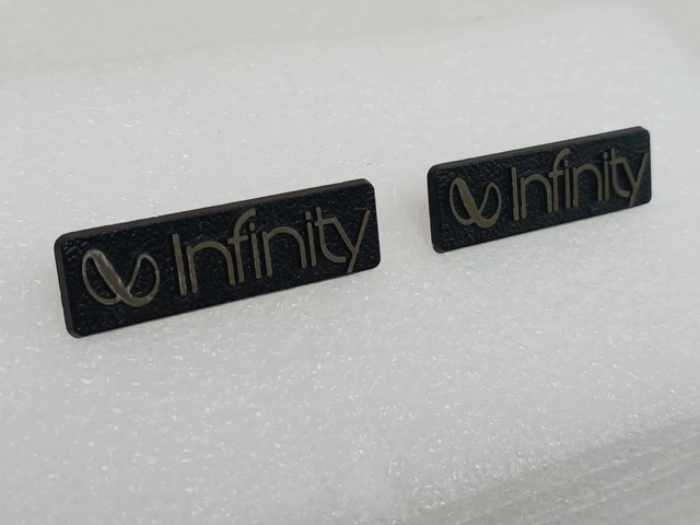 RARE METAL INFINITY Speaker badges - Pair - 1980's Genuine - see pics £ ...