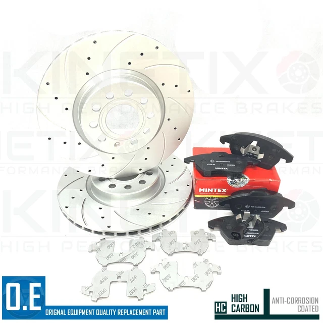 POUR VW GOLF Gti MK6 Perforé Rainuré Frein Avant Disques Mintex Patins ...