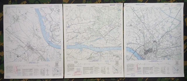 3 X TOP SECRET WW2 "DEFENCE OVERPRINT" RHINE MAPS (OP. PLUNDER) XANTEN ...
