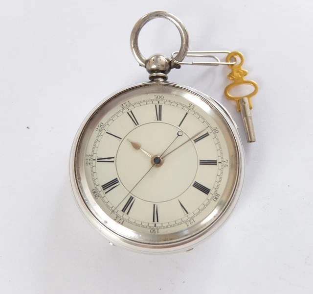 1885 BIG CHUNKY Silver Cased Fusee Chronograph Centre Second Pocket ...
