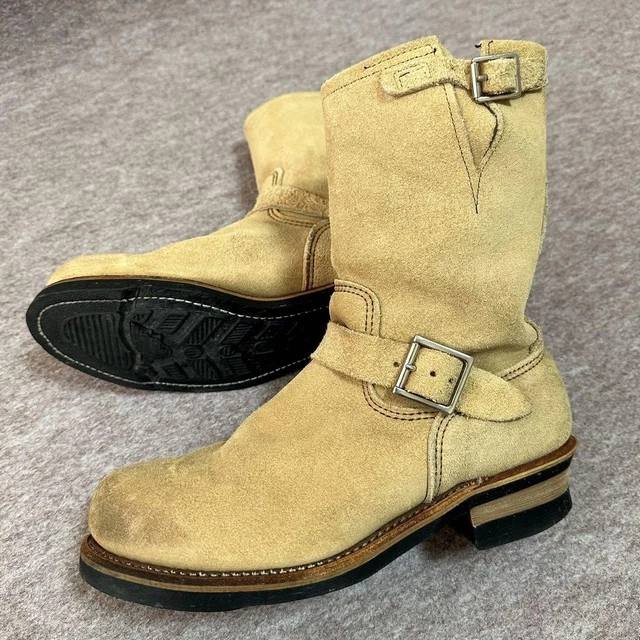 RED WING MEN'S US9 D Steel Toe Engineer Boots 8268 Sand Beige Rough-out ...