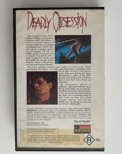 DEADLY OBSESSION [VHS] Fortress Video Big Box Ex-Rental Tape 1988 ...