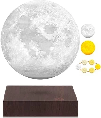 LACQUERED LEVITATING MOON Lamp 3-Color Floating LED Light with Touch ...