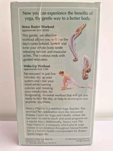 VINTAGE NANCY HIGGINS Started Yoga Kit Vhs Tape Stress Buster Wake Up ...