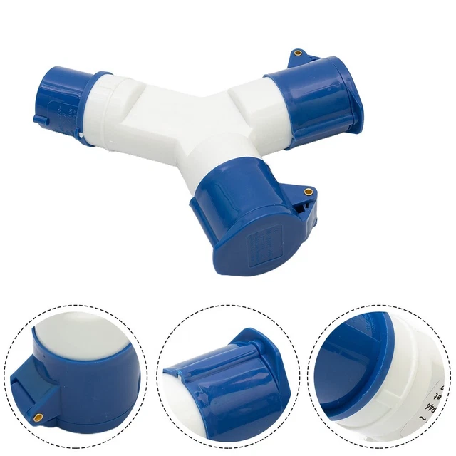 2 WAY 16 Amp 220V-250V Electric Mains Hook Up Adaptor/Splitter Caravans ...