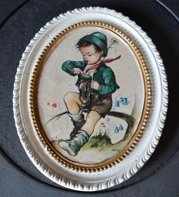 VINTAGE GERMAN BOY Hiking Goebel Hummel Style Plaster Chalkware Wall ...
