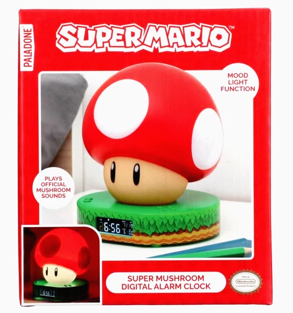 SUPER MARIO BROS OFFICIAL Mushroom Alarm Clock Toad Night Light Mood ...