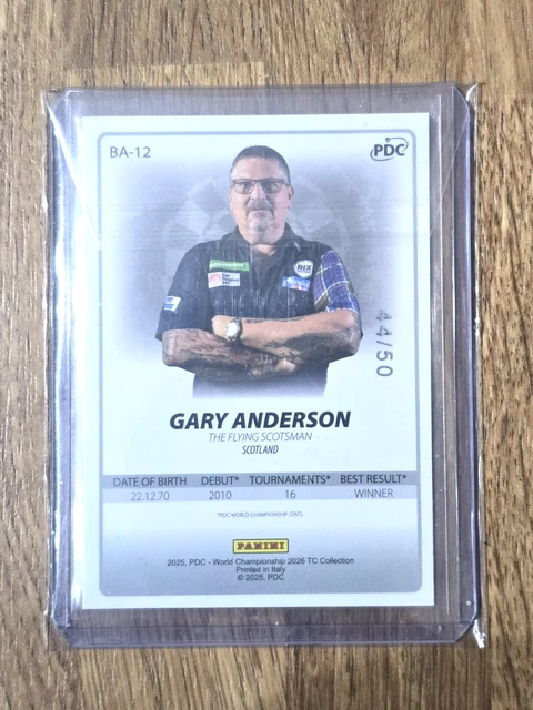 2025-26 PDC WORLD Championship - Gary Anderson #BA-12 Red Parallel #'d ...