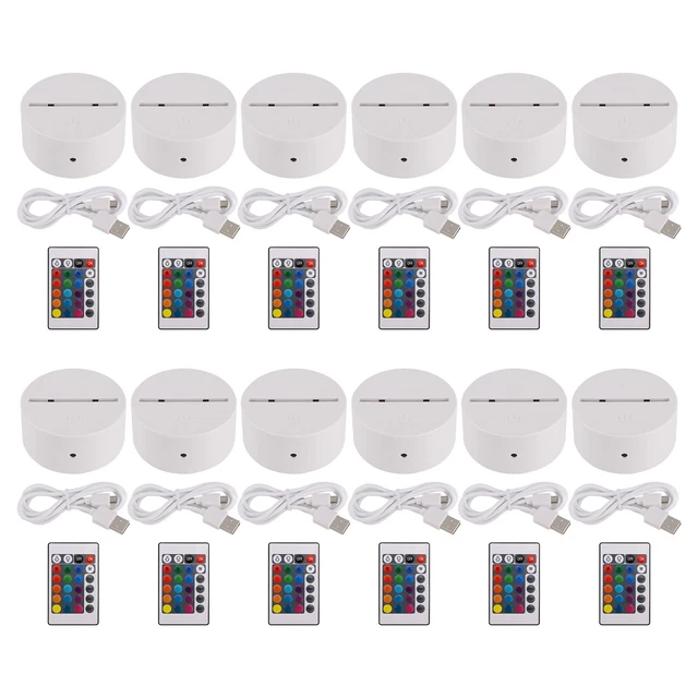 12 PACK 3D Night LED Light Lamp Base + Remote Control + USB Cable, 167999 £38.39 - PicClick UK