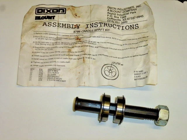 NOS! DIXON CRADLE Shaft Kit #8786, Husqvarna #539117018 £60.48 ...
