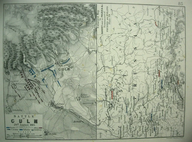 THE BATTLE OF Culm 1813 - Antique Battle Map 1875 £25.66 - PicClick UK