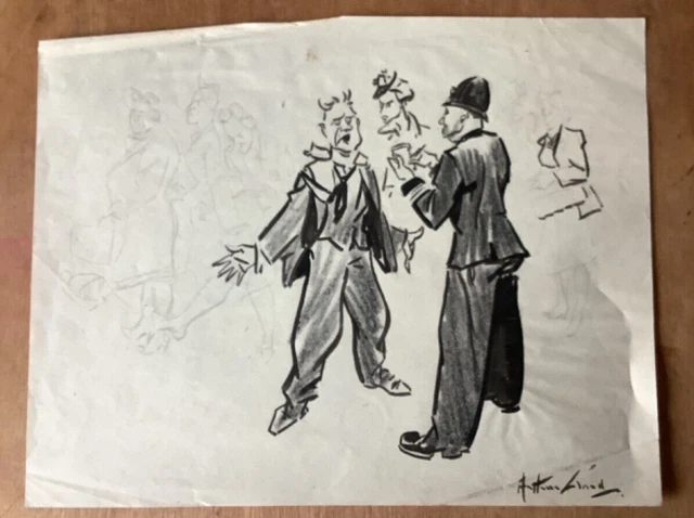 ORIGINAL CARTOON DRAWING by a Very competent Artist Policeman Signed ...