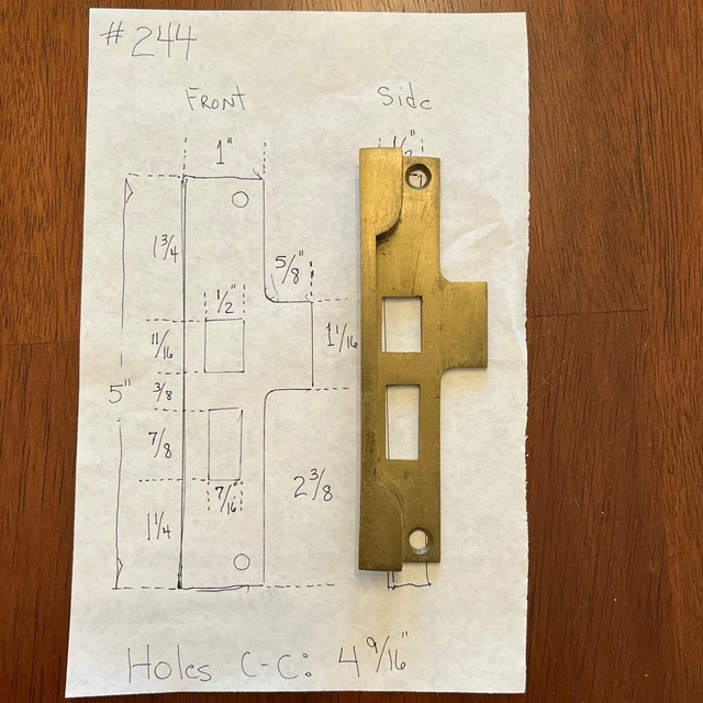 VINTAGE DOOR LOCK Jamb - 5" Mortised "Boxed" Striker Keeper Plate ...