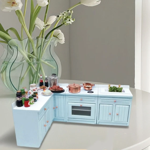 DOLLHOUSES MINIATURE FURNITURE Kitchen Cabinet Model Set for Creative ...