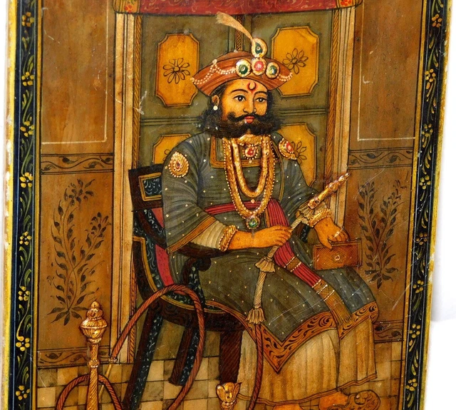 ANCIENNE PEINTURE MINIATURE INDE ou PERSE ? HOMME AU TURBAN FUMANT ...