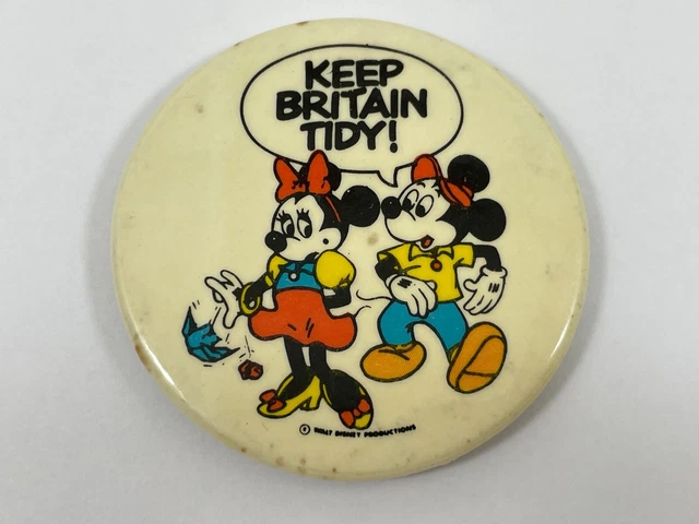 VINTAGE KEEP BRITAIN Tidy Disney Mickey and Minnie Mouse Badge £4.99 ...