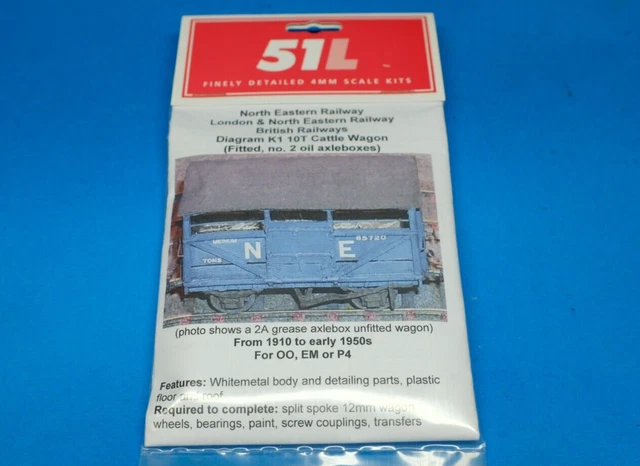 51L NORTH EASTERN Railway NER LNER Diagram K1 10T Cattle Wagon Kit OO ...