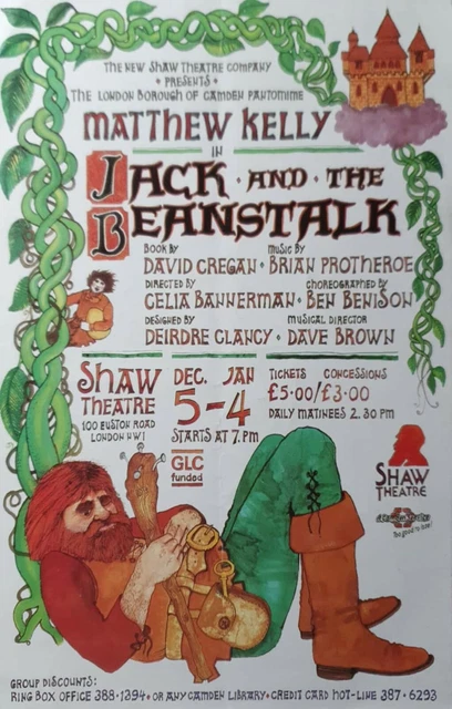JACK AND THE Beanstalk flyer Matthew Kelly Shaw Theatre London £3.84 ...