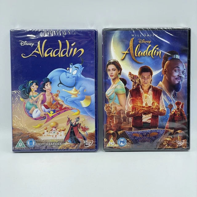 ALADDIN (1992 ANIMATION) & Aladdin (2019 Live Action) Disney DVD UK R2 ...