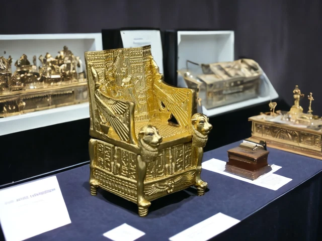UNIQUE ANCIENT EGYPTIAN piece of King Tutankhamun's throne in a box ...