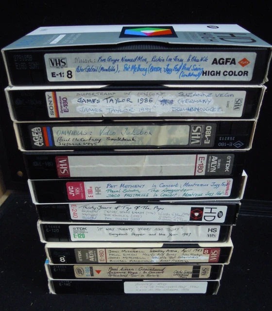 USED BLANK RECORDABLE VHS Video Tapes music Recordings x 10 job lot ...