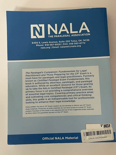 NALA THE PARALEGAL’S Companion Legal Practitioners CP Exam Study Guide ...