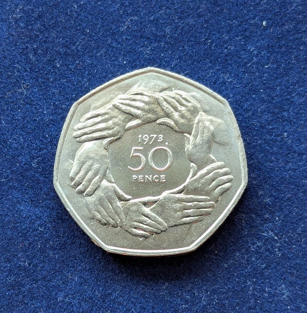 1973 COMMEMORATIVE 50P Fifty Pence Piece Entry To EEC Clasping HANDS ...