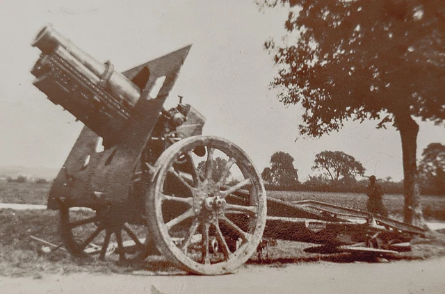 ANTIQUE WAR WW1 Photo Snapshot Howitzer Cannon Mortar Soldier £12.30 ...