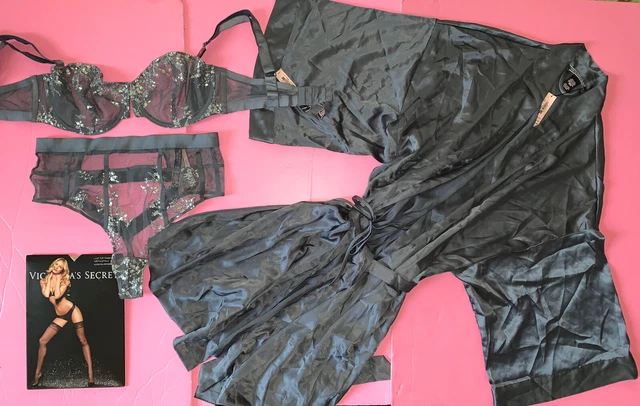 Victorias Secret Sans Doublure 34c 34d Soutien Gorge Ensemble M String Kimono Eur 164 40