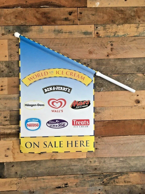ICE CREAM SHOP Flag & Pole Walls Nestle Decorative Vintage Wall Hanging ...