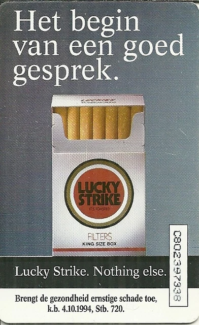 RARE / PHONE Card - Lucky Strike: Tobacco Cigarette / Phonecard £5.04 ...