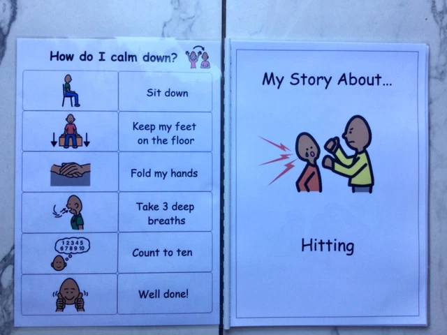 PECS PCS BOARDMAKER Hitting Social Story and calm down value pack for ...