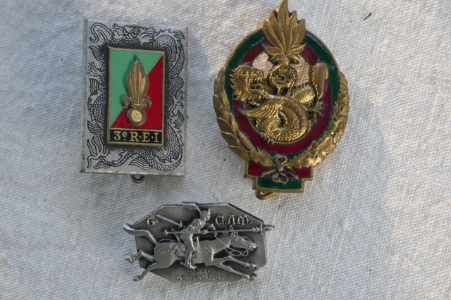 INSIGNES MILITAIRE LÉGION étrangère 3°REI argenté et 5° REI et 6° GAM ...